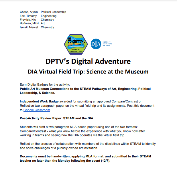 Lesson Plans | After Field Trip Discussion | GRADES 2-12 - Detroit PBS